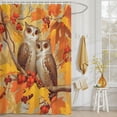 Autumn Owl Couple on Branch Shower Curtain Set, Waterproof Shower ...