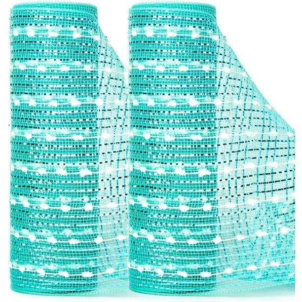Christmas Tree Ribbon Garland-2 Rolls Snowball Aqua/Mint Green Mesh ...