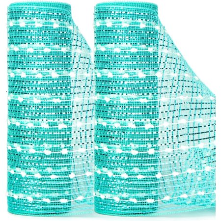 Christmas Tree Ribbon Garland-2 Rolls Snowball Aqua/Mint Green Mesh ...