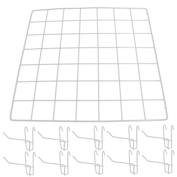 1.9x5.4ft Black Carbon Steel Grid Wall Panel with Wheels 10 Hooks ...