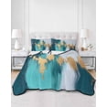 Abstract Art Quilts Bedding Set Queen Size Green Gold Mottled Texture ...