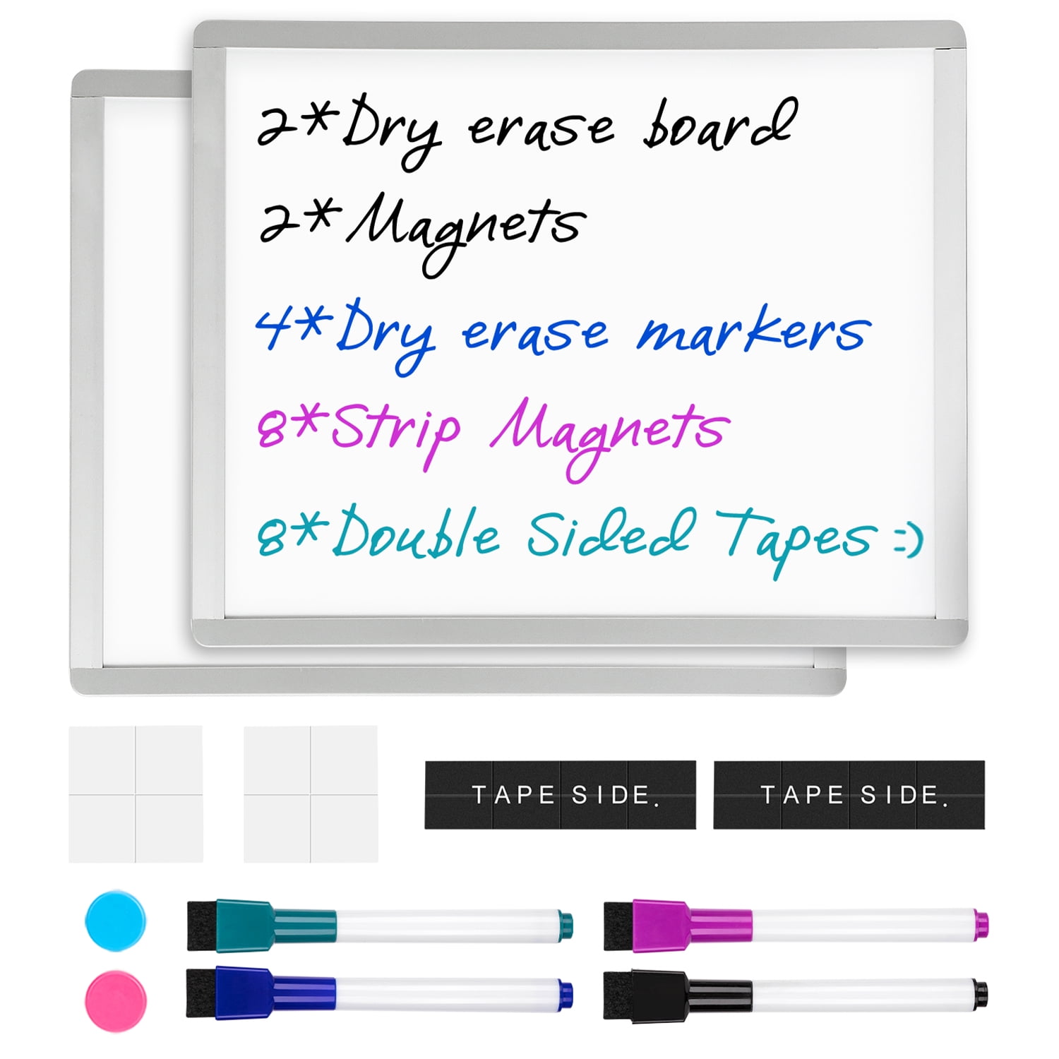 VUSIGN 2 Pack Magnetic Dry Erase Board, 11" x 14" Small Whiteboard, 2 ...