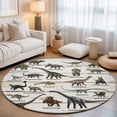 Animal Dinosaur Round Area Rug 3ft,Living Room Rug Non-Slip Washable ...