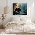 Bear Fishing Canvas Print Wall Art, Forest Stream Animals Wall Decor ...