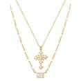 JS Jessica Simpson Gold Plated Sterling Silver CZ and Pearl Cross ...
