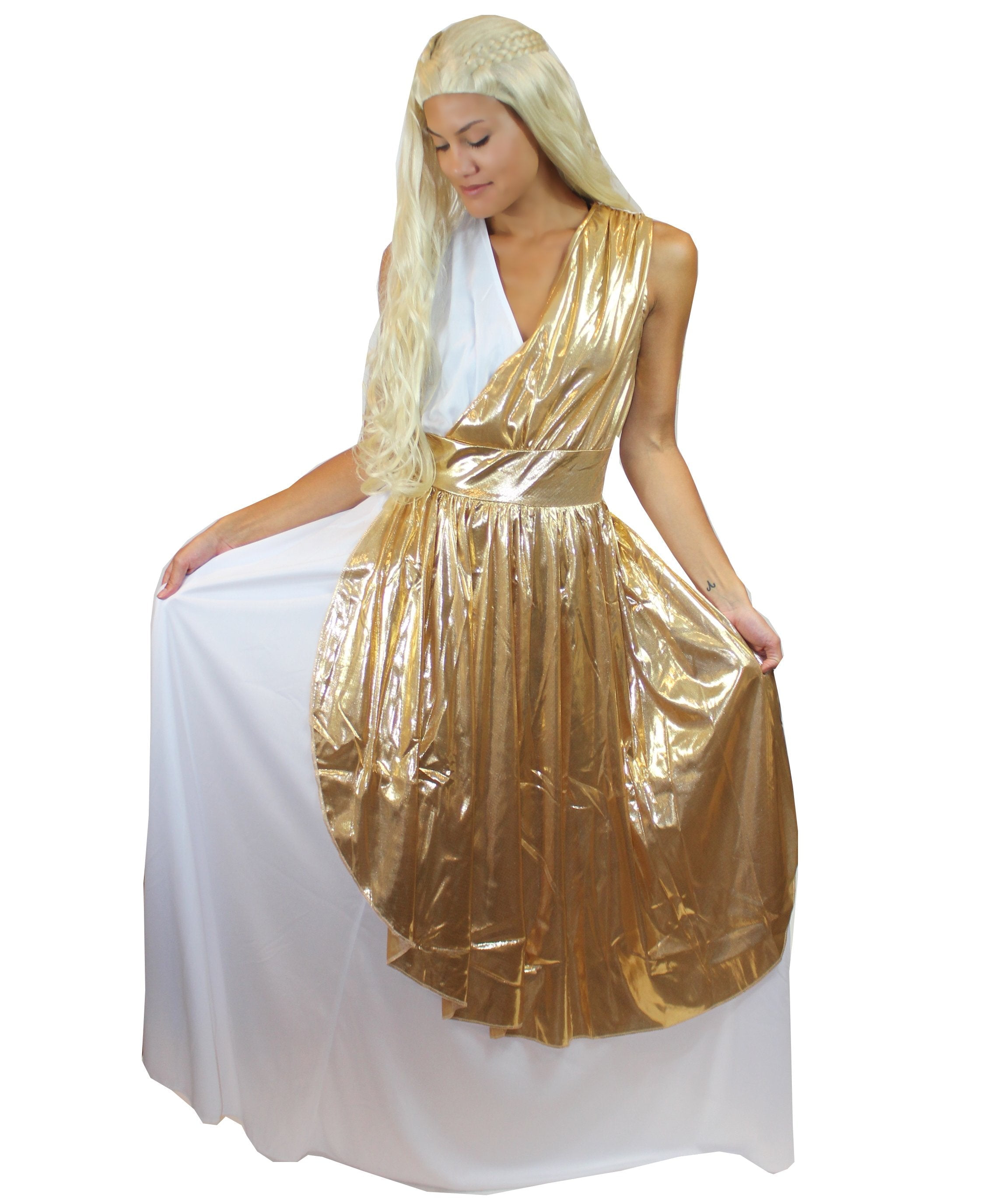 HPO| Adult Women's Greek Goddess Angel Costume | White & Gold Color ...