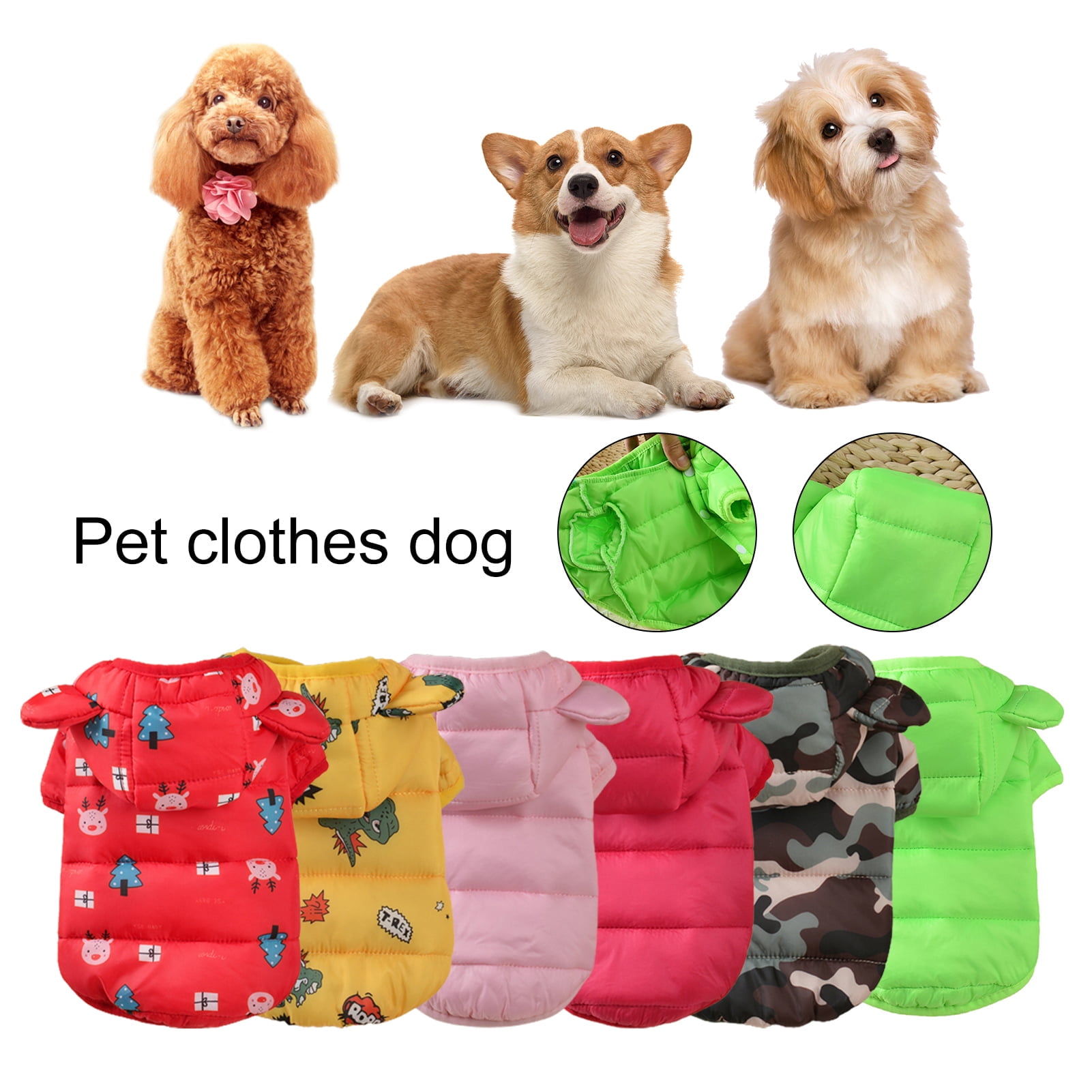 Waroomhouse Dog Winter Coat Ears Decor Long Sleeves Hooded Thick Two ...