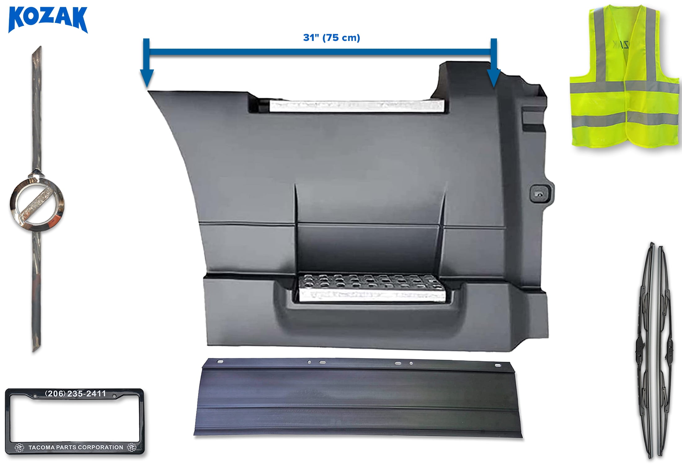 KOZAK Rear Step Side Fairing Panel Right with Rubber Stripe Passenger ...