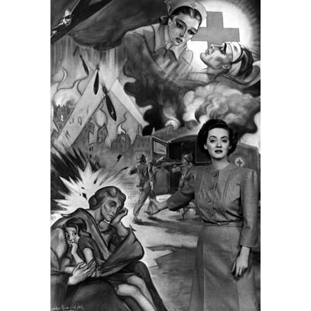 Bette Davis Doing Promotional Work For The Red Cross During World War ...