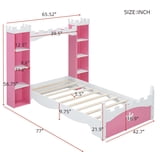 Euroco Wood Castle Shaped Platform Bed with Storage Shelves, Twin Size ...