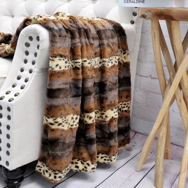 MarCielo Faux Fur Throw Blanket Leopard Bed Blanket 50"x70" Super Soft ...
