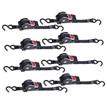 4 Pack Orange Auto Retract NO-RATCHETING Ratchet Straps | 1" x 12 ...
