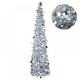 5ft Christmas Pop Up Tinsel Trees Collapsible Reusable Artificial Red Shiny Sequins Pencil Xmas