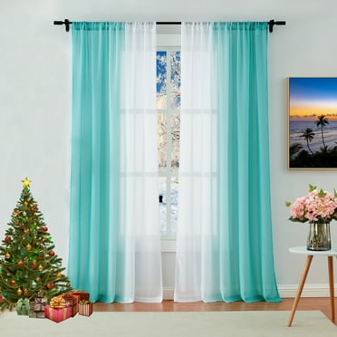 Junvictex Yellow Ombre Crushed Chiffon Sheer Crinkle Curtains for ...