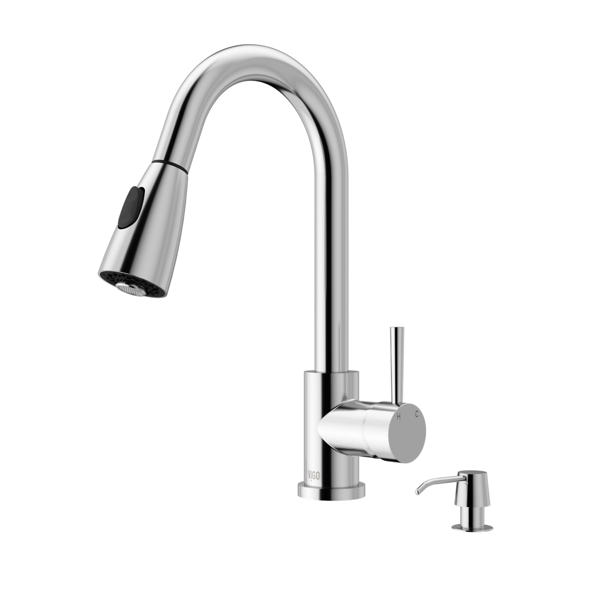 Vigo Pull-Out Spray Kitchen Faucet with Soap Dispenser, Chrome ...