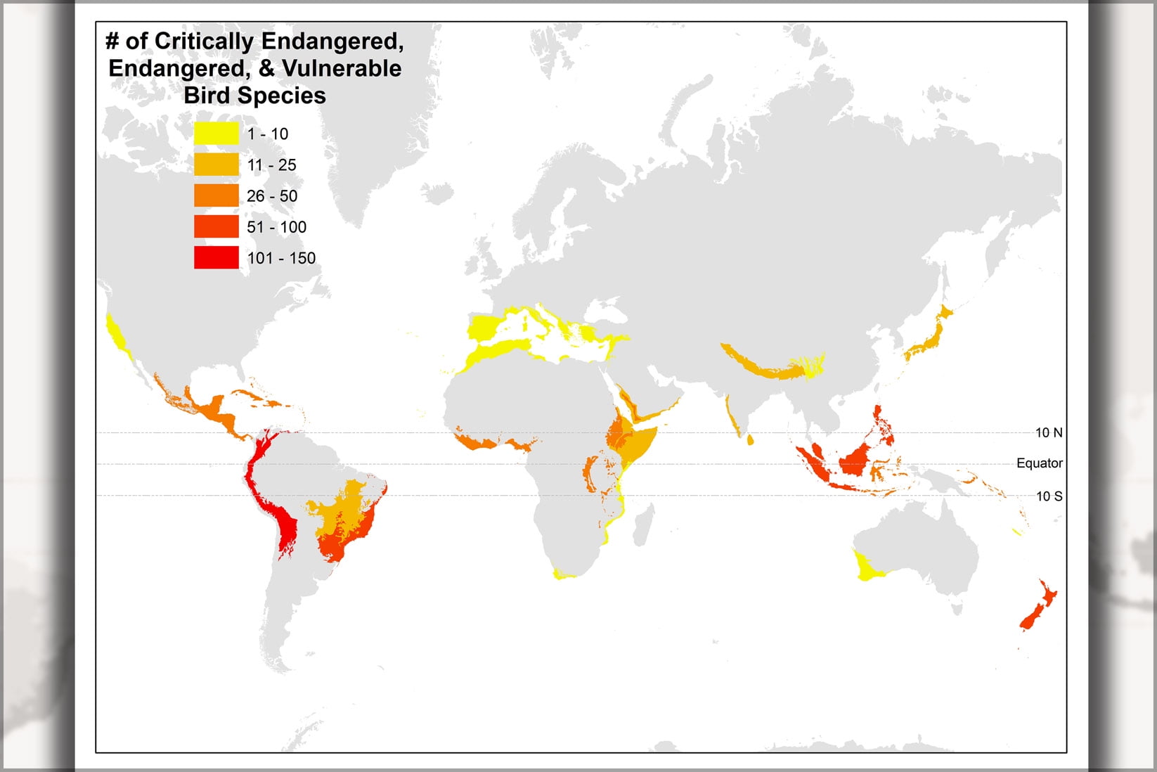 24"x36" Gallery Poster, world conservation map of extinction endangered ...