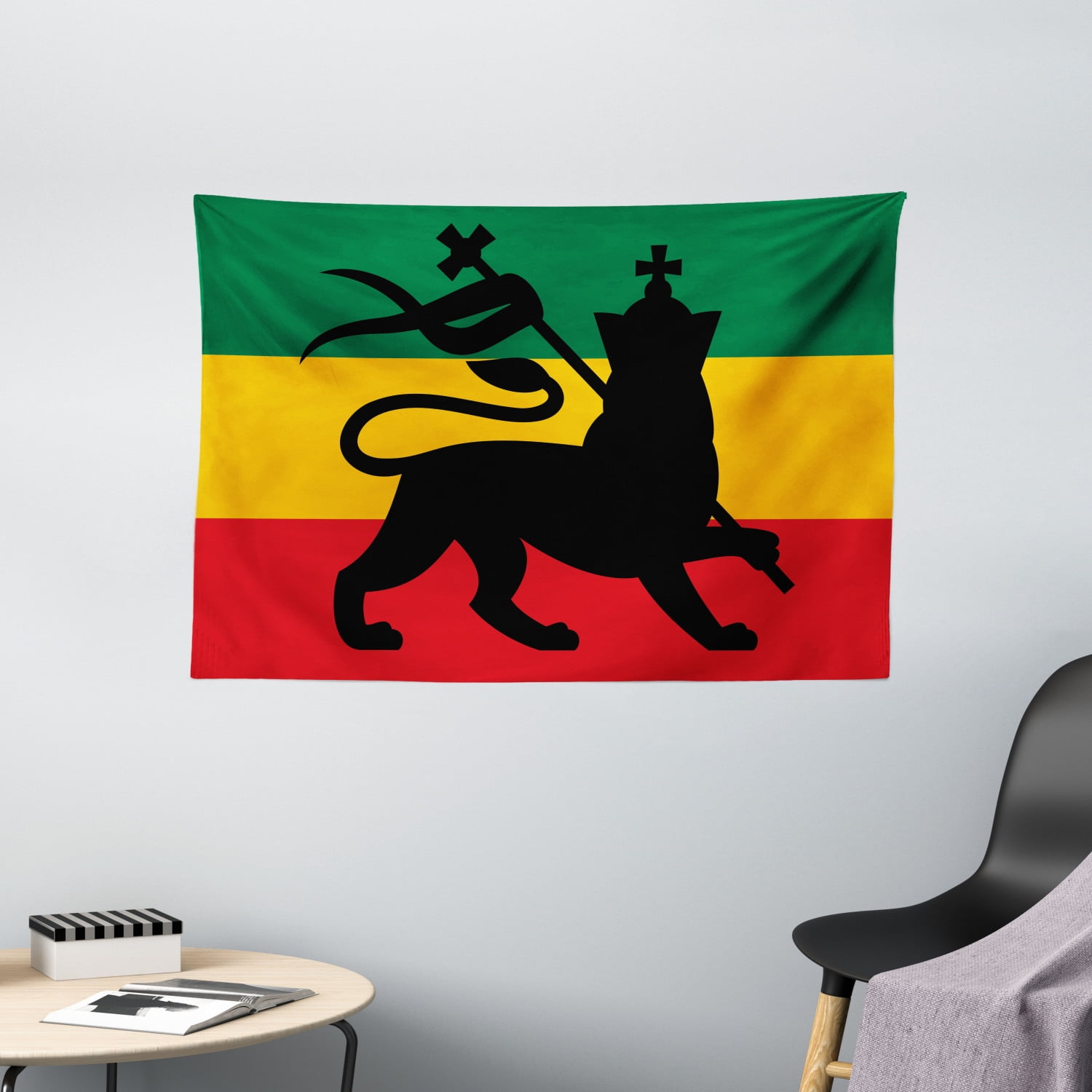 Rasta Tapestry, Rastafarian Flag with Judah Lion on Reggae Music ...