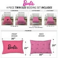 Barbie Kids Twin Bed-in-a-Bag, Comforter and Sheets, Pink Chevron ...