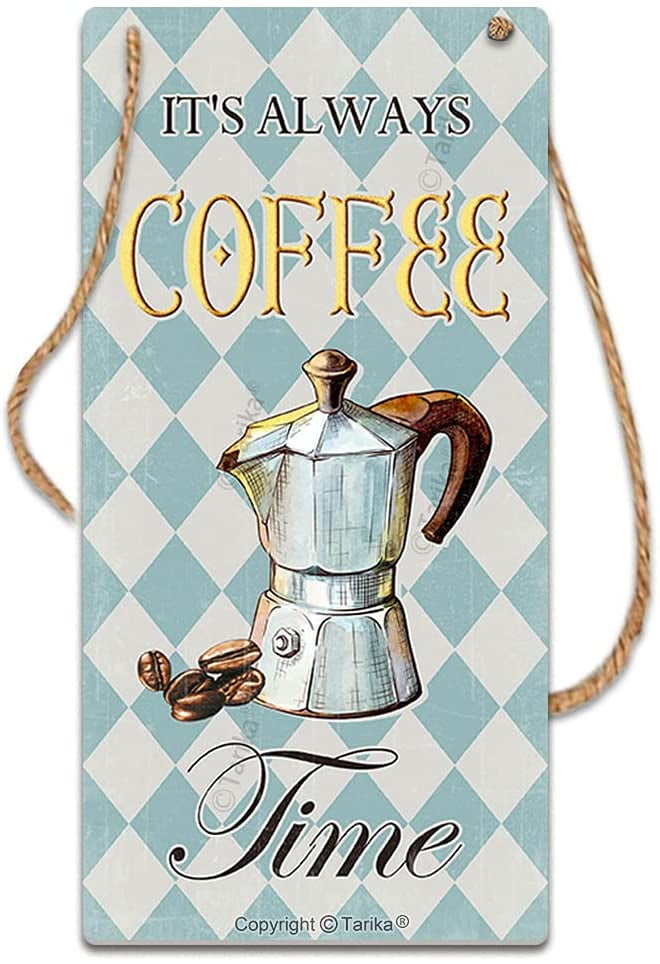 Coffee Bar Open Daily Cafe Decor Wood Hanging Plaque 5X10 Inch Coffee ...