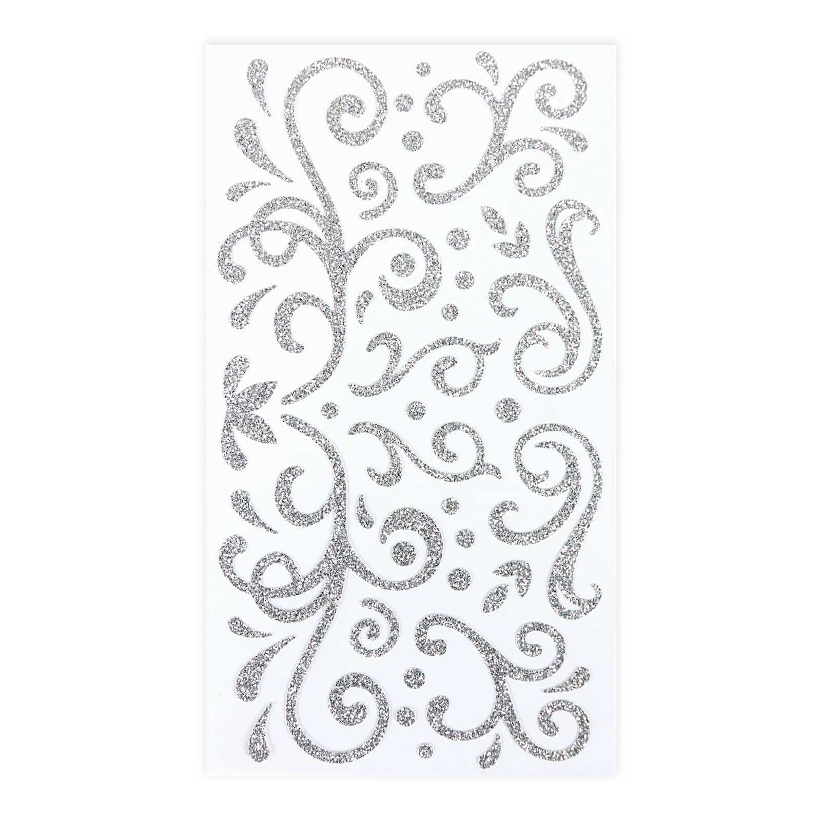 MICHAELS Bulk 12 Pack: Silver Glitter Swirl Stickers by Recollections ...