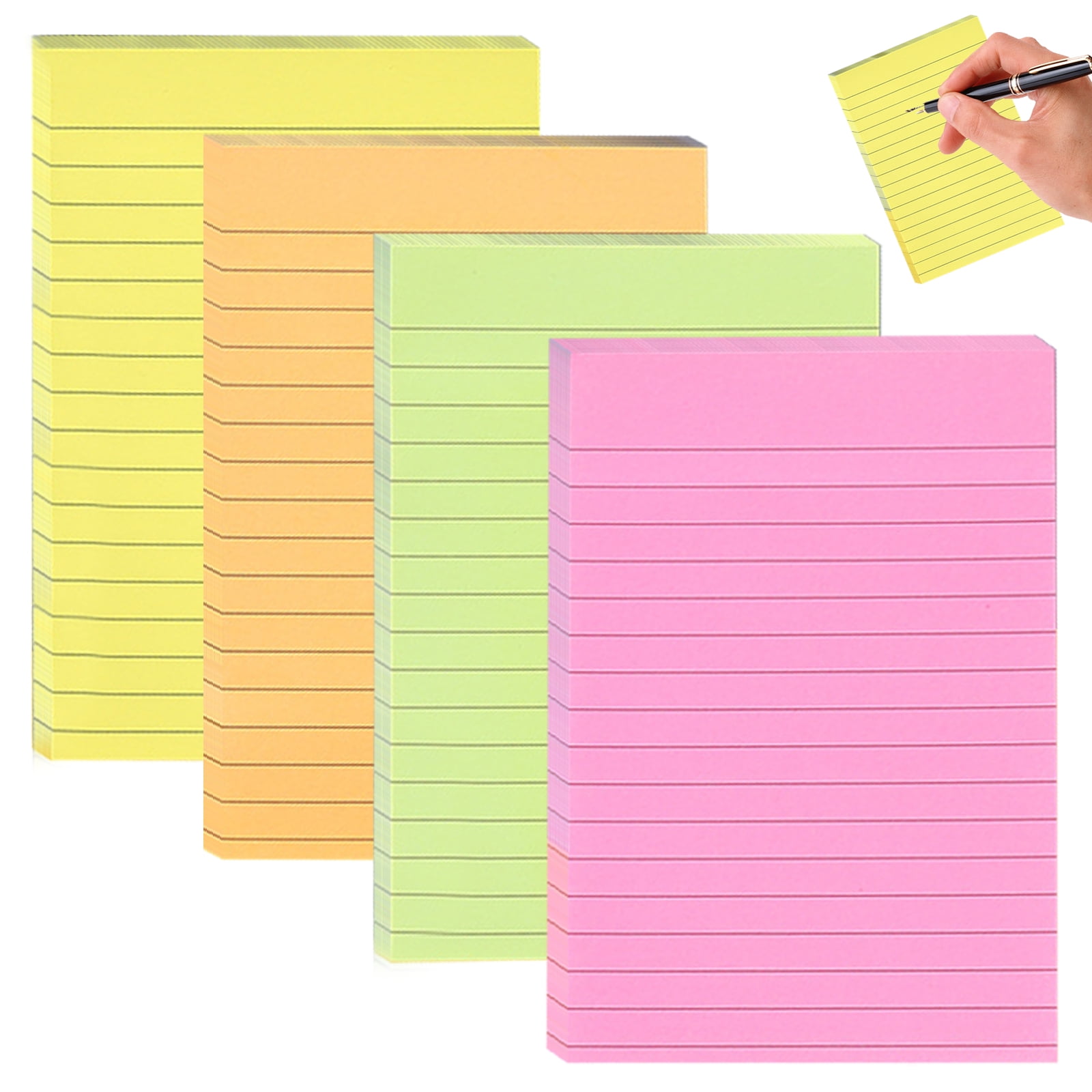 Notas adhesivas rayadas de 4 x 6 de colores brillantes, 6 blocs con 45 ...