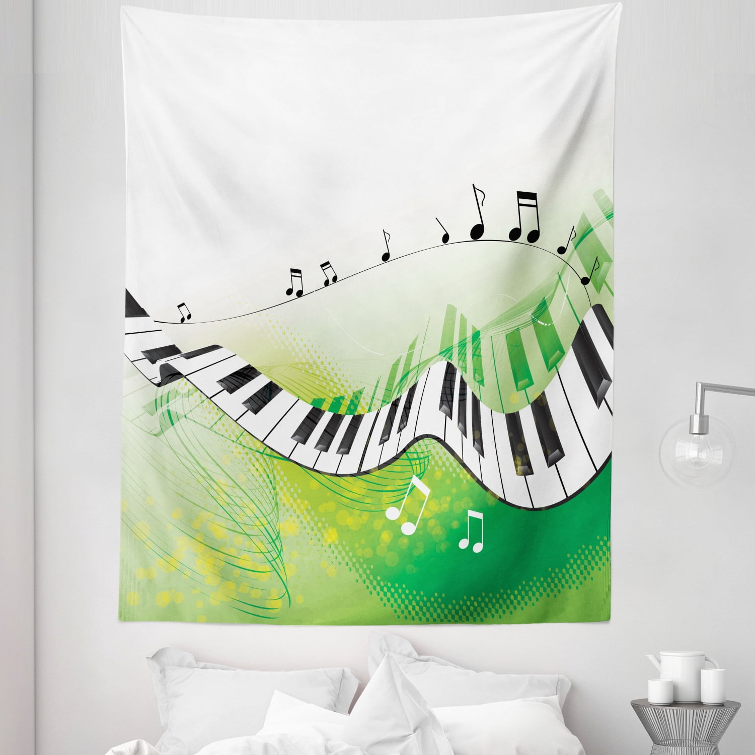 Music Tapestry, Music Piano Keys Curvy Fingerboard Summertime ...