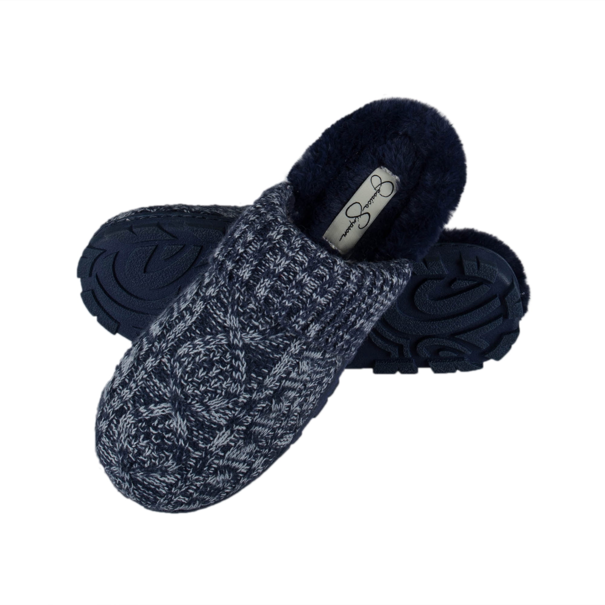 Jessica Simpson Womens Soft Cable Knit Slippers With Indoor/Outdoor ...