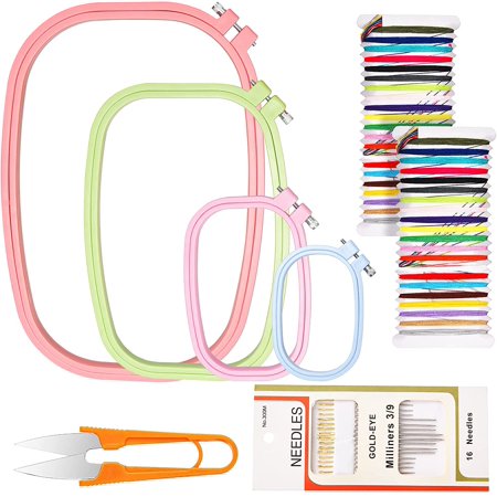 23 Pieces Square Embroidery Hoop Set 4 Sizes ABS Plastic Square Cross ...