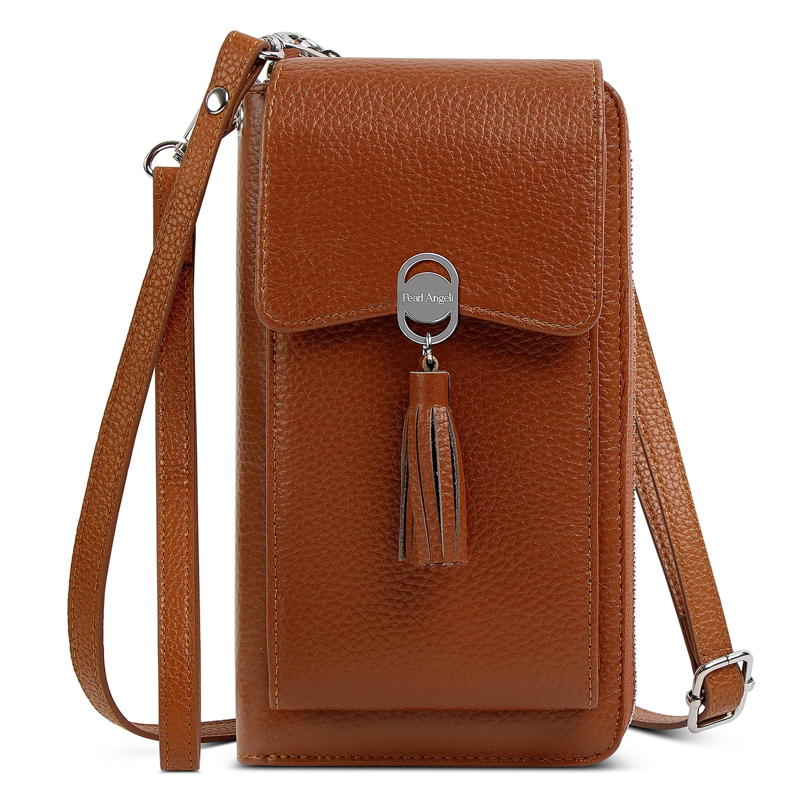 Pearl Angeli Women's Leather Mobile Phone Crossbody Cell Phone Bag RFID ...