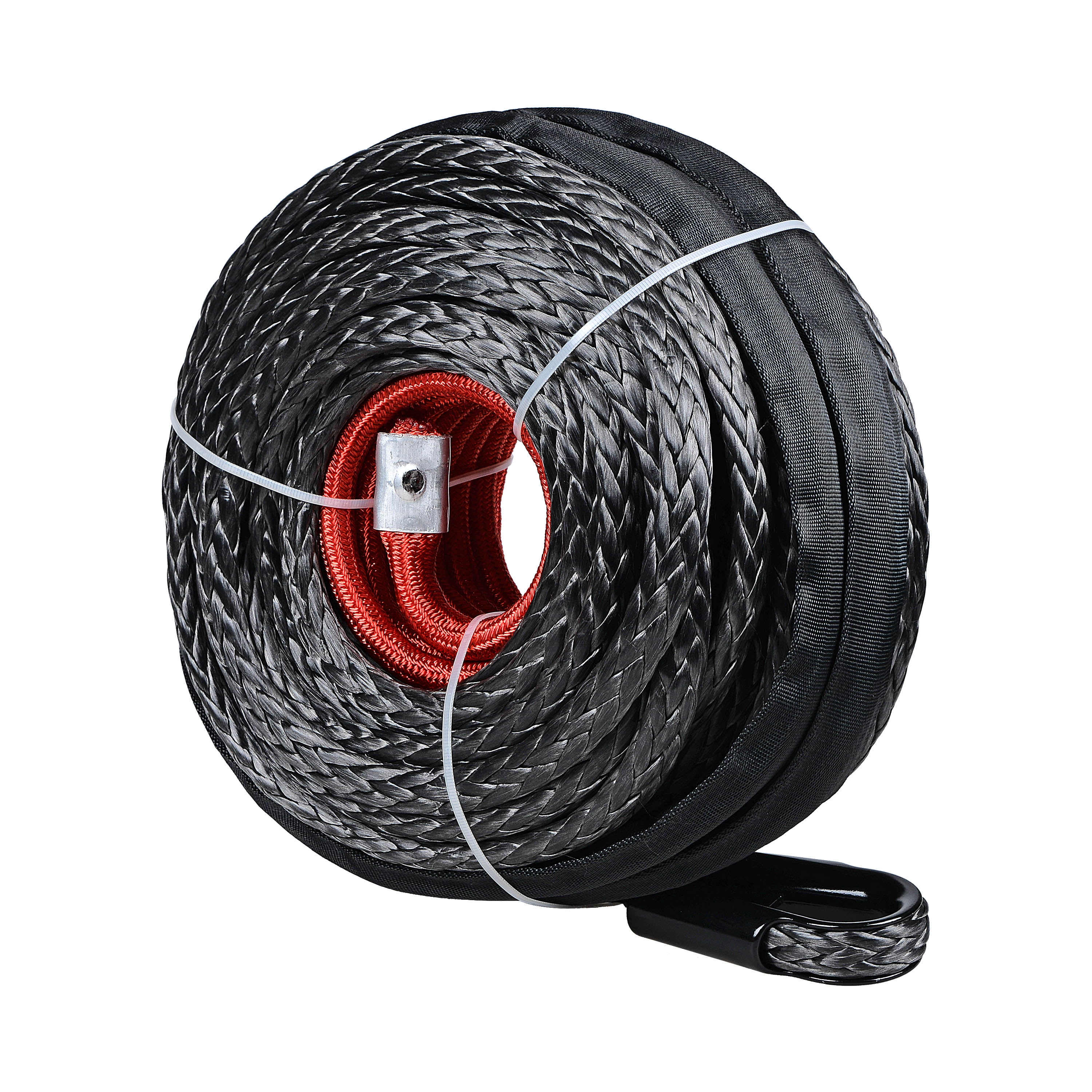92ft x 1/2" BLACK Synthetic Winch Line Cable Rope 22000 lbs w ...