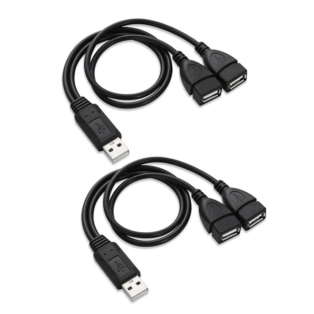 Grofry 2Pcs USB 2.0 A Male to 2 Female Y Splitter Power Cord Adapter ...