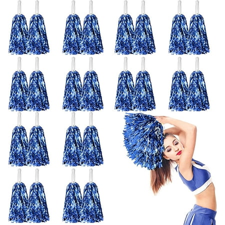 24 Pcs Metallic Cheerleading Pom Poms for Kids, Cheerleaders Cheer Pom ...