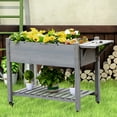 Homiyad Raised Garden Bed Planter Box w/ 8 Grow Grids, Storage Shelf ...