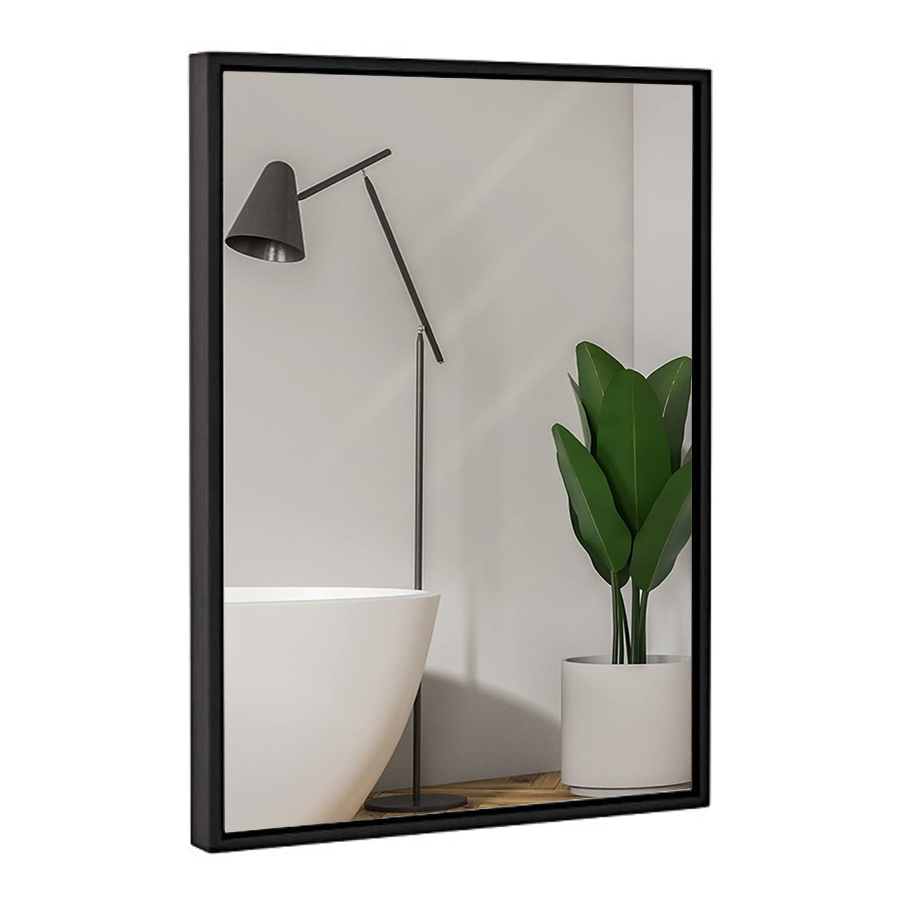 HAMILTON HILLS CLEAN LARGE MODERN BLACK FRAME WALL MIRROR 30" X 40 ...