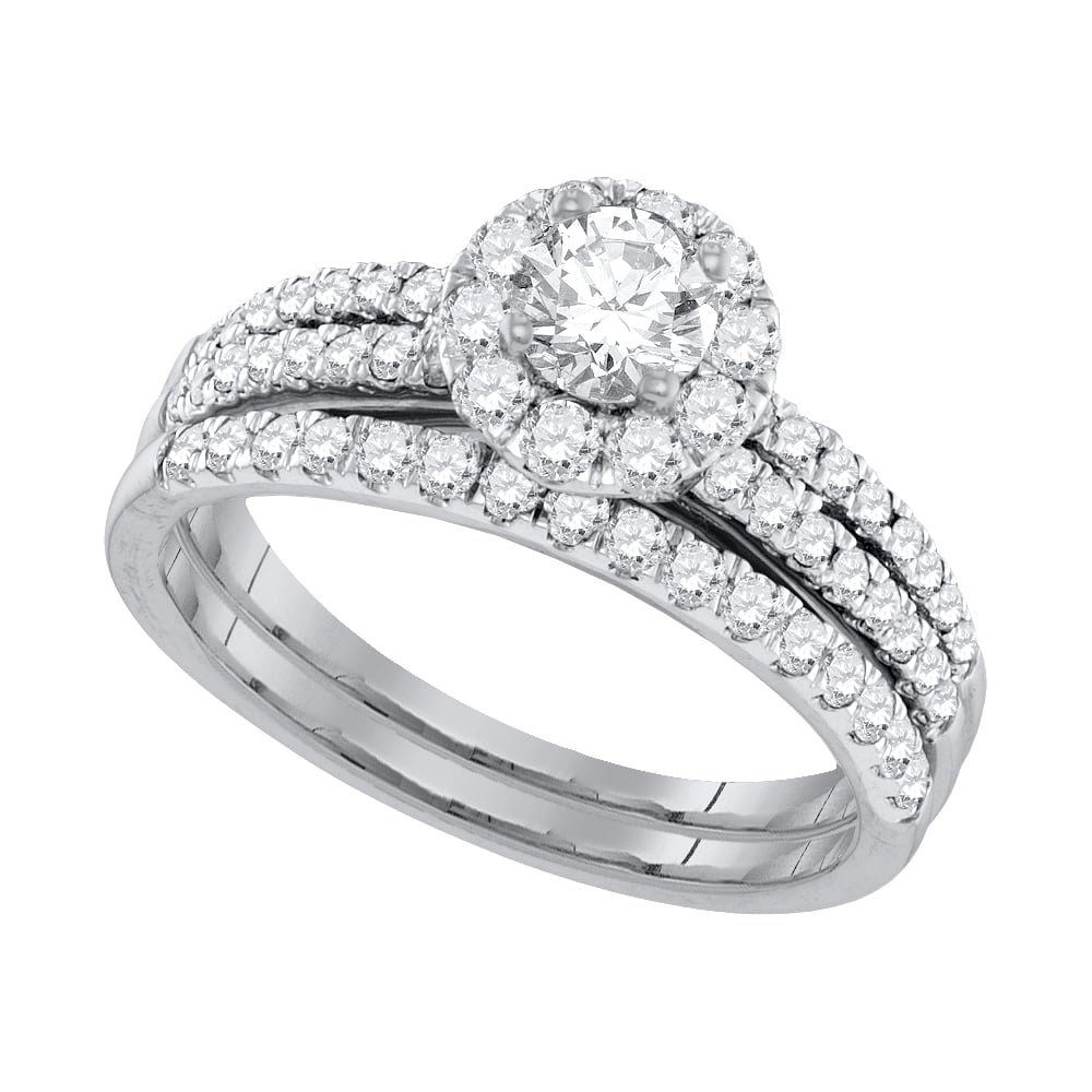 Size - 8 - Solid 14k White Gold Round White Diamond Bridal Solitaire ...