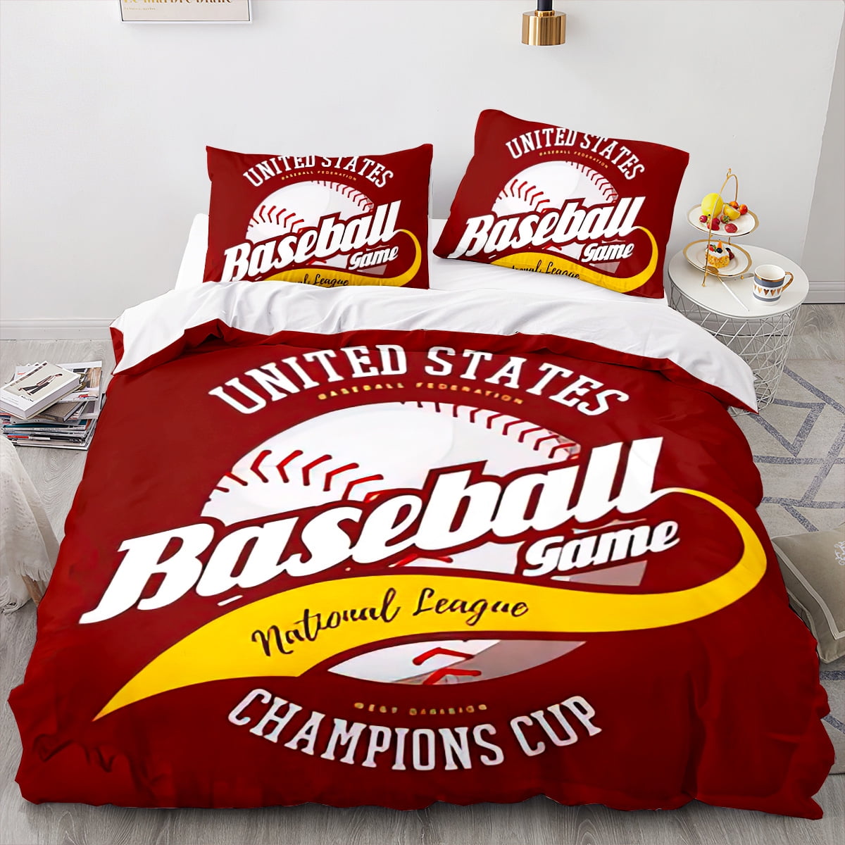 3 Pieces Twin Size Bedding Comforter Sets Sports Baseball Pattern for ...