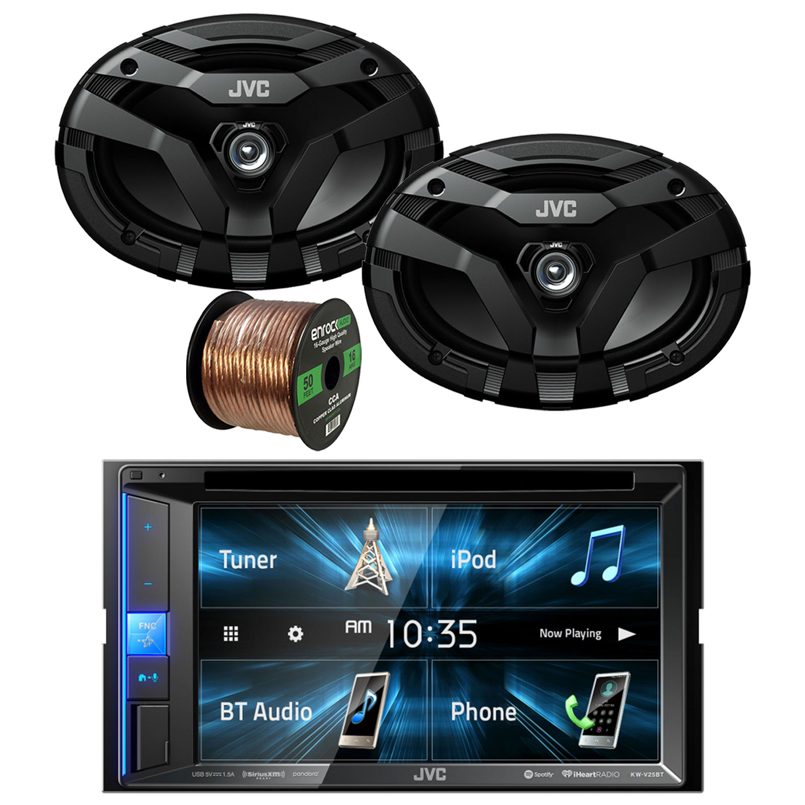 JVC KW-V25BT Touchscreen Double-DIN AM/FM Radio Bluetooth USB CD Player ...
