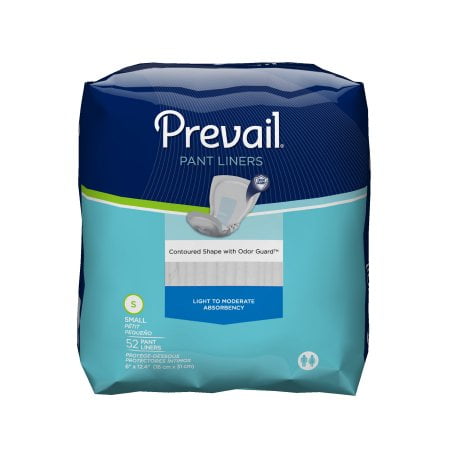 Prevail Pant Liner Elastic Small, 13.5'' x 6'' , 52 Count, 2 Pack ...