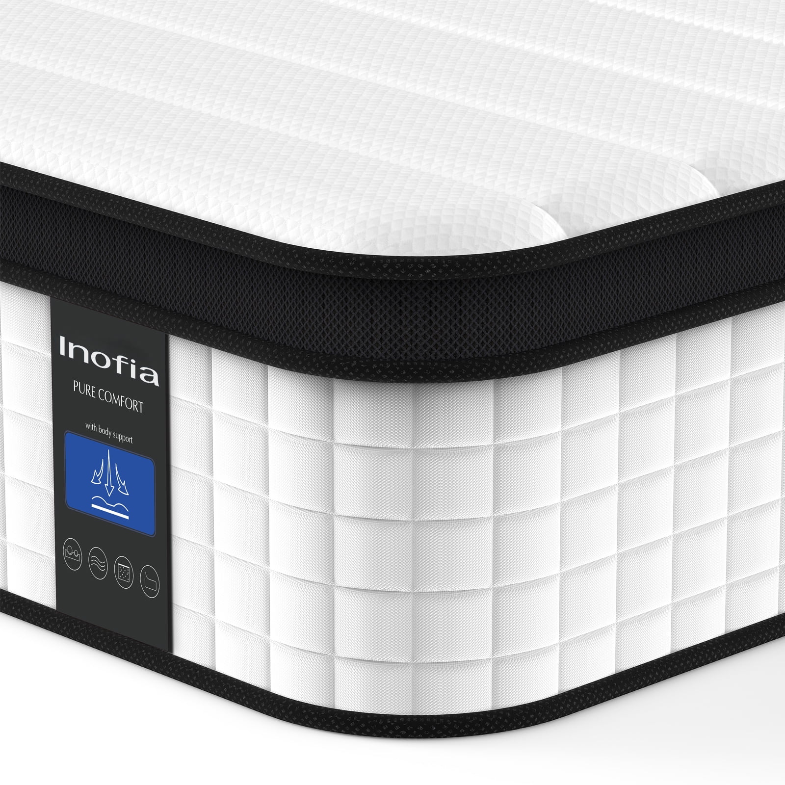 Inofia Twin XL Mattress, 12" Hybrid Innerspring Single Mattress in a ...