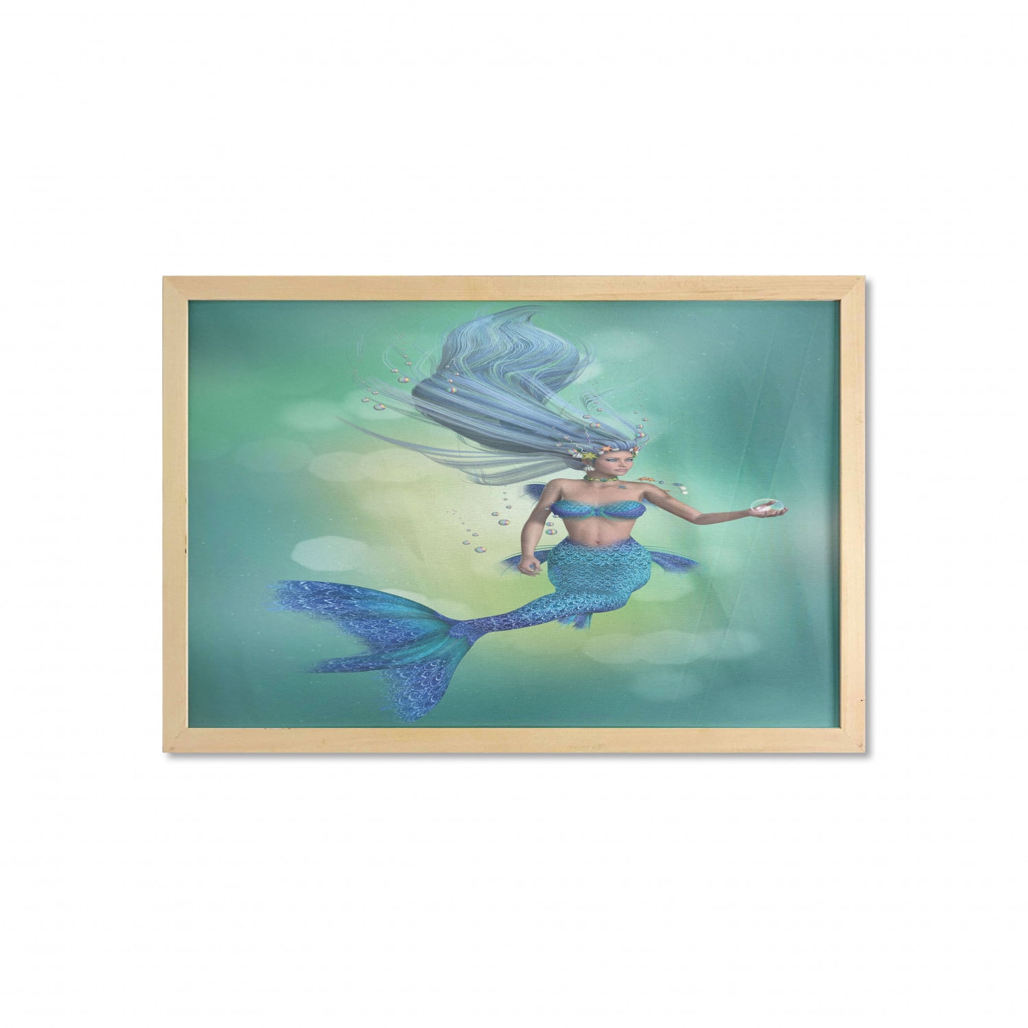 Underwater Wall Art with Frame, Mermaid Upper Body of a Woman and the ...