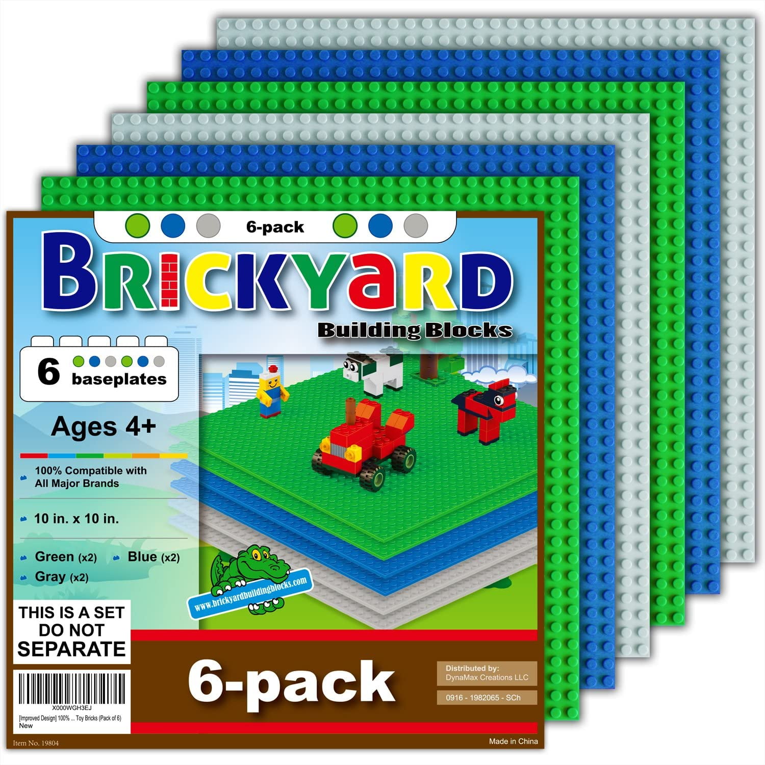 Brickyard Building Blocks 6 Baseplates, 10 x 10 Inches Large Thick Base ...