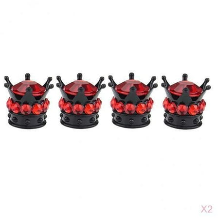 8 Piece Crown Bling Car Decor Princess Rhinestone Tire Air Valve Stem ...