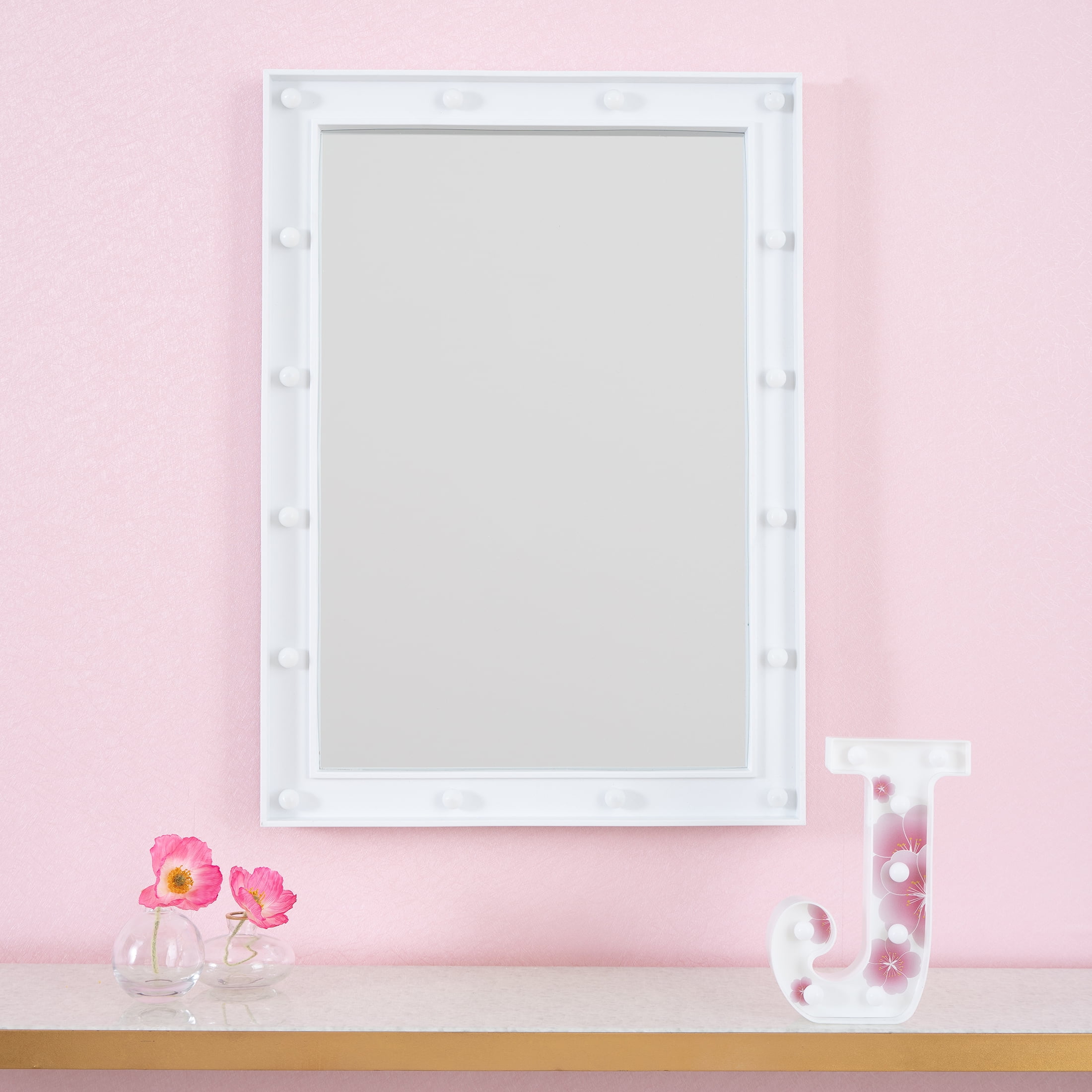 Justice 18" x 22" Rectangle Lighted Wall Mirror, White - Walmart.com