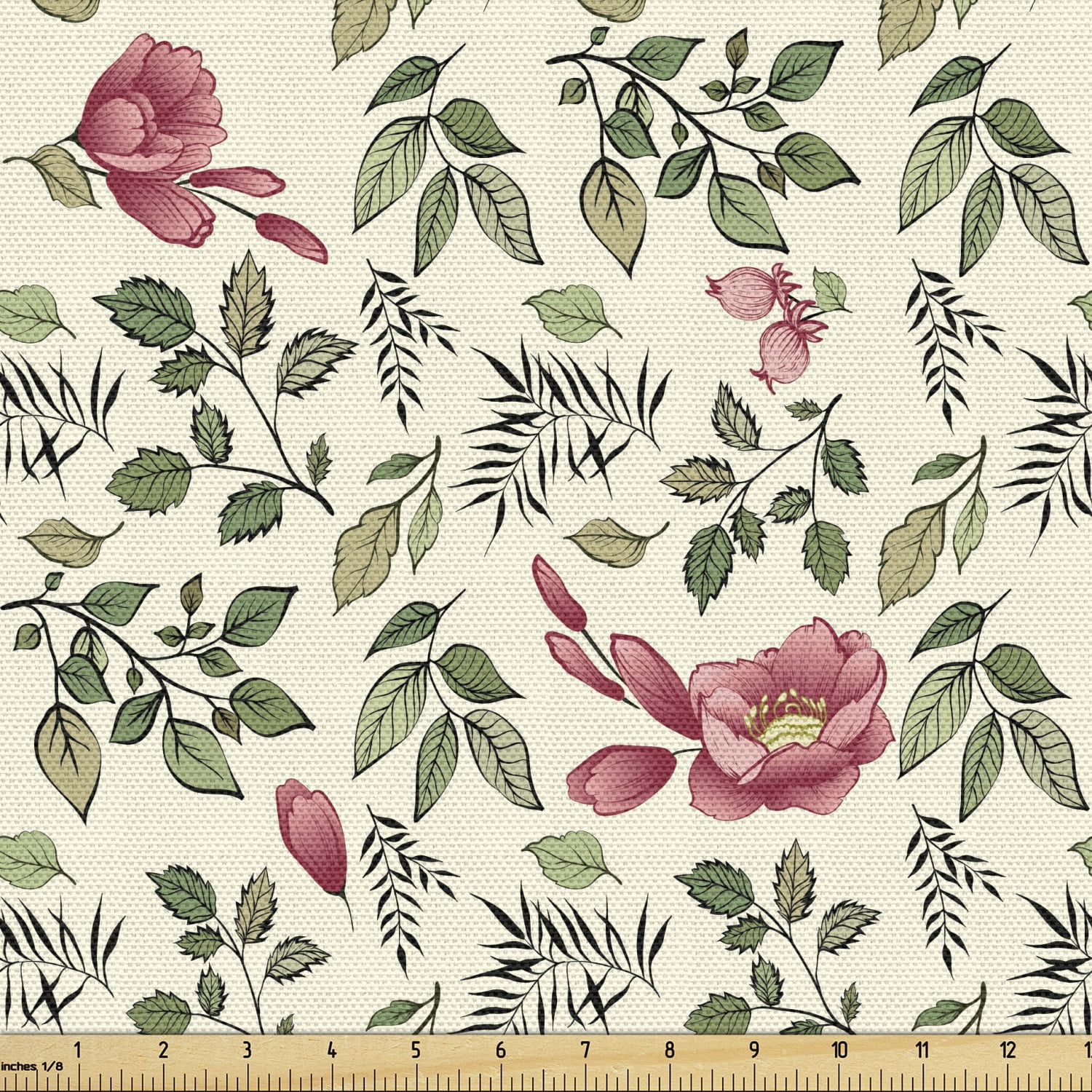 Botanical Sofa Upholstery Fabric by the Yard, Vintage Inspired Pattern ...