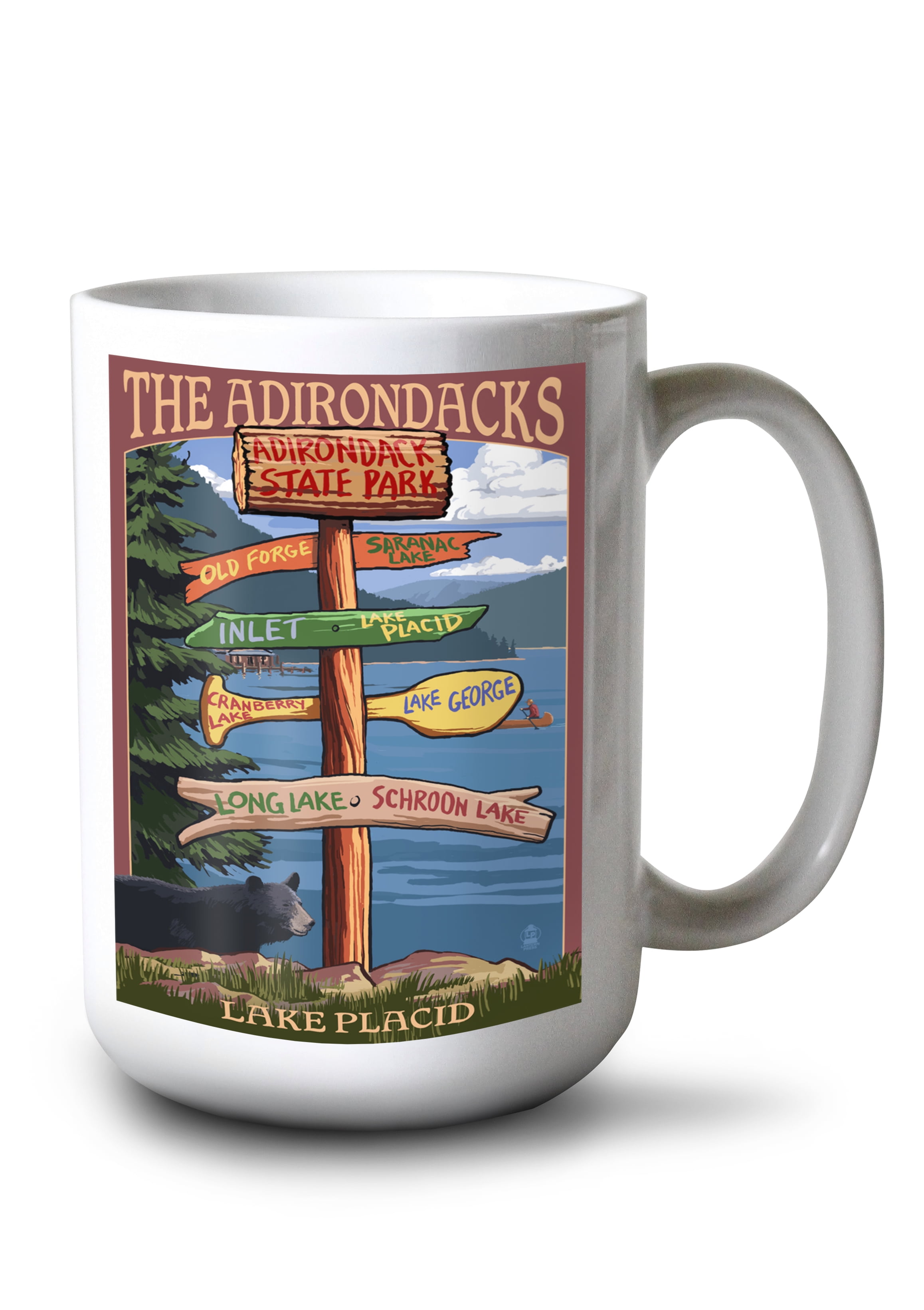 15 fl oz Ceramic Mug, The Adirondacks, Lake Placid, Adirondack State ...