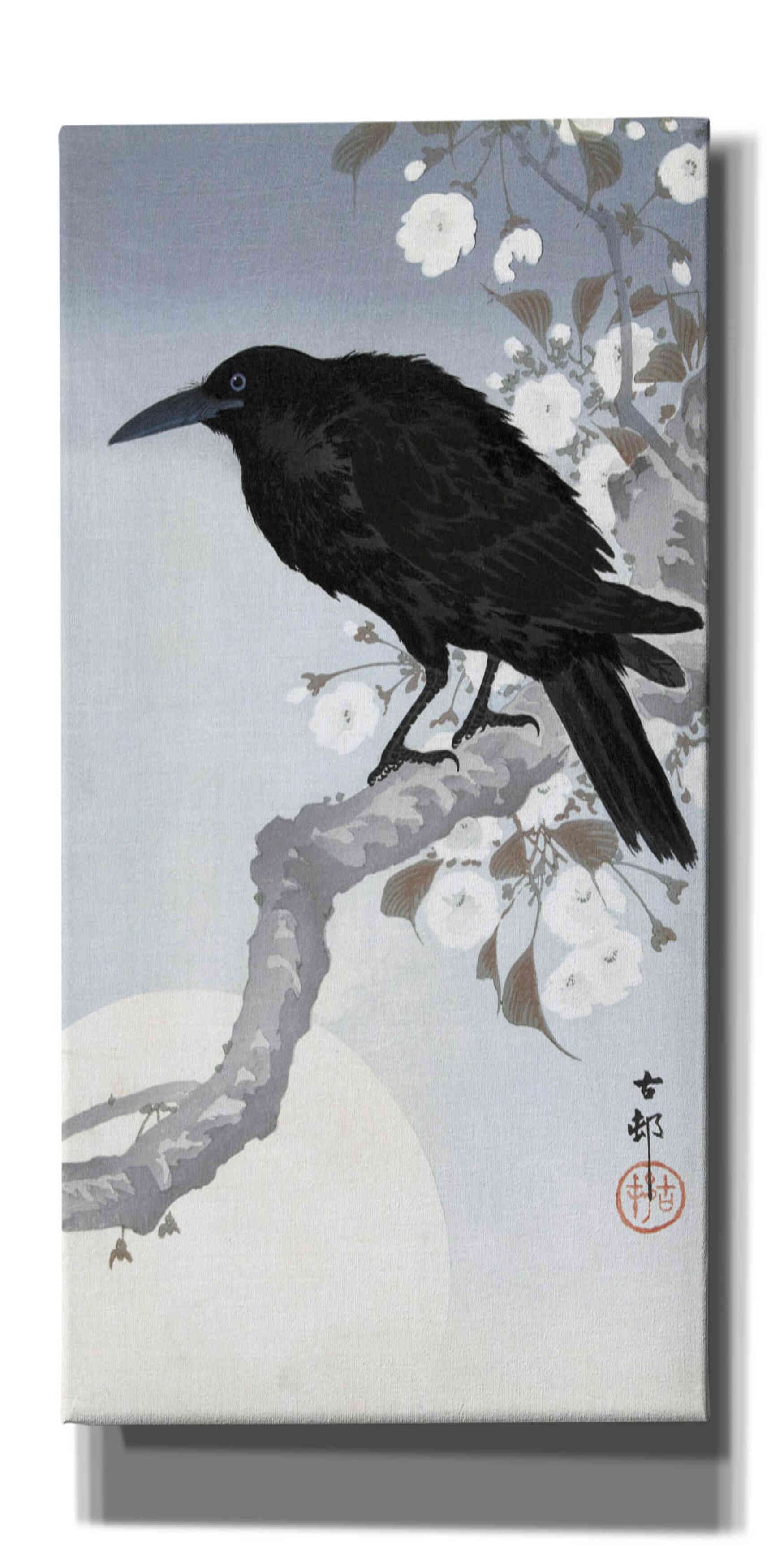Epic Graffiti 'Crow at Full Moon 1900-1930' by Ohara Koson, Canvas Wall ...