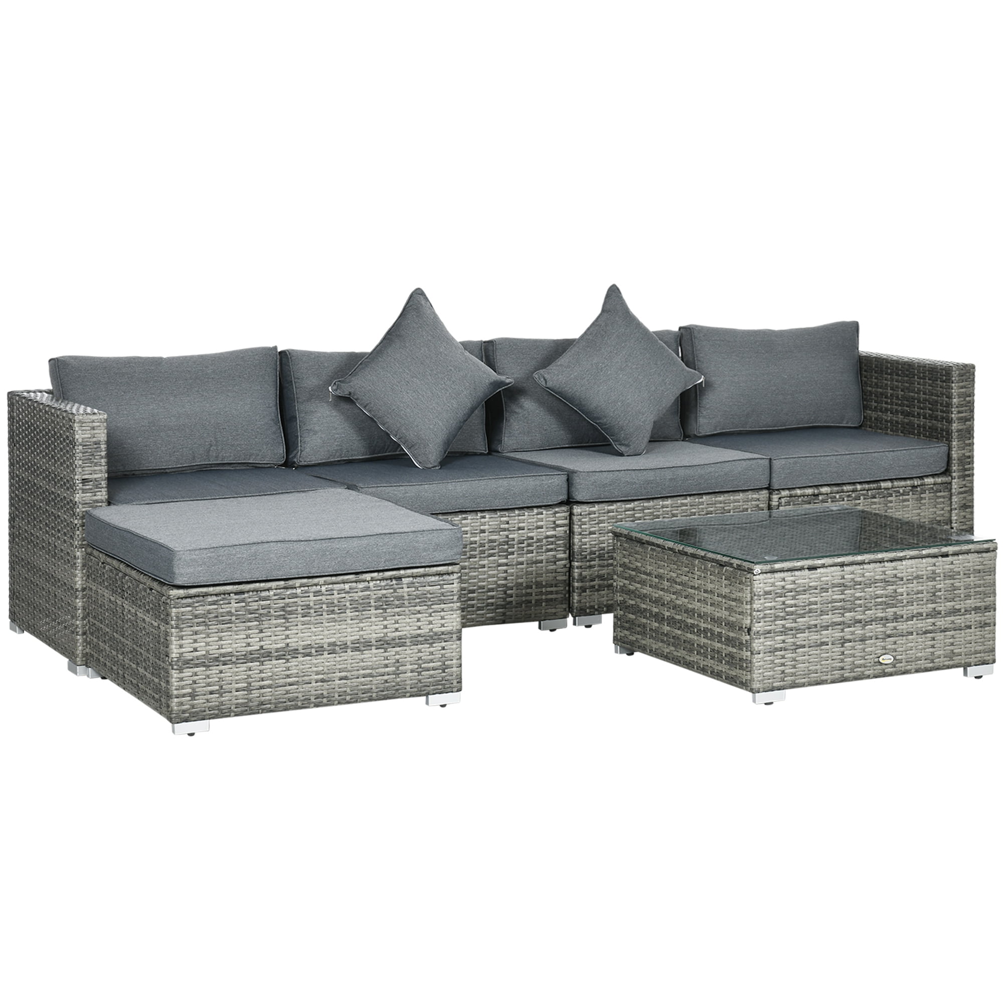 Click here for Outsunny Patio Wicker Sofa Furniture Set With Cush... prices