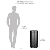 mDesign Tall Kitchen Bathroom Wastebasket, 30 Liter Round Metal Step ...