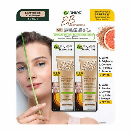 Garnier BB Cream Light / Medium SPF 15, 2 x 75 mL | Walmart Canada