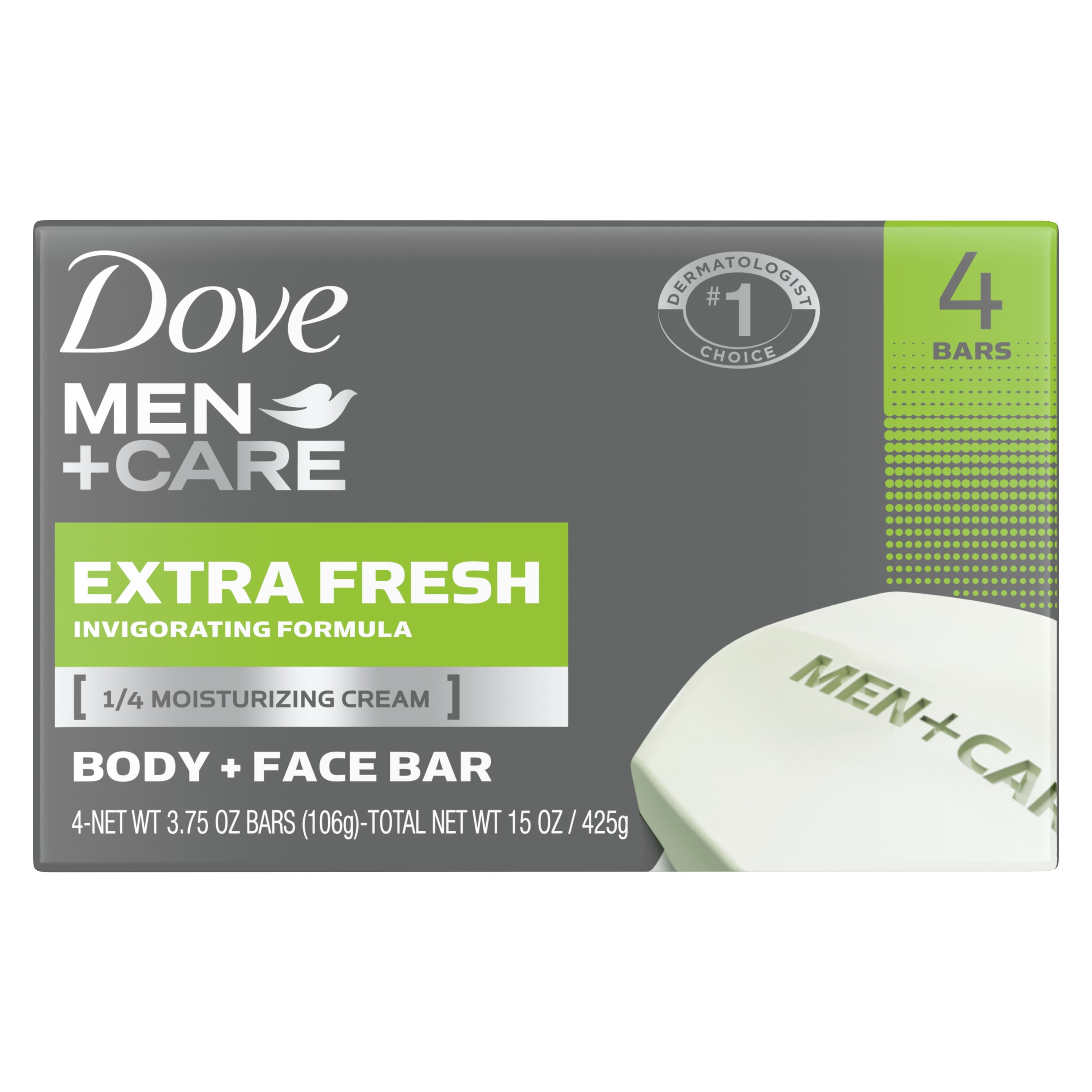 Dove Men Care Body And Face Bar Extra Fresh 3 75 Oz 4 Bars Walmart